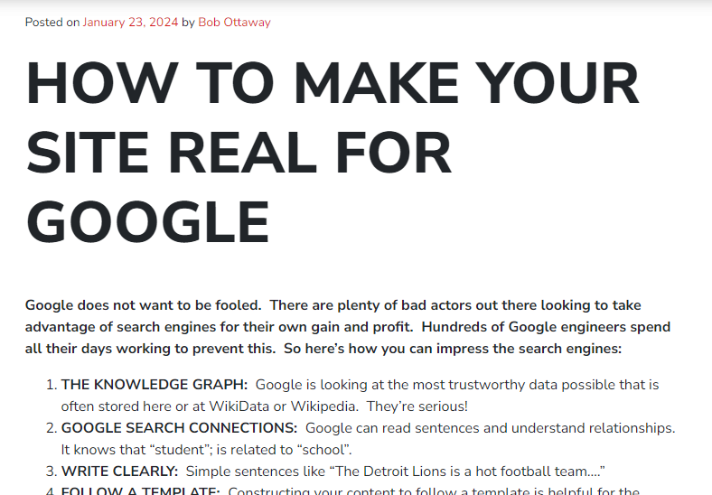 HOW TO MAKE YOUR SITE REAL FOR GOOGLE | Ottaway Digital